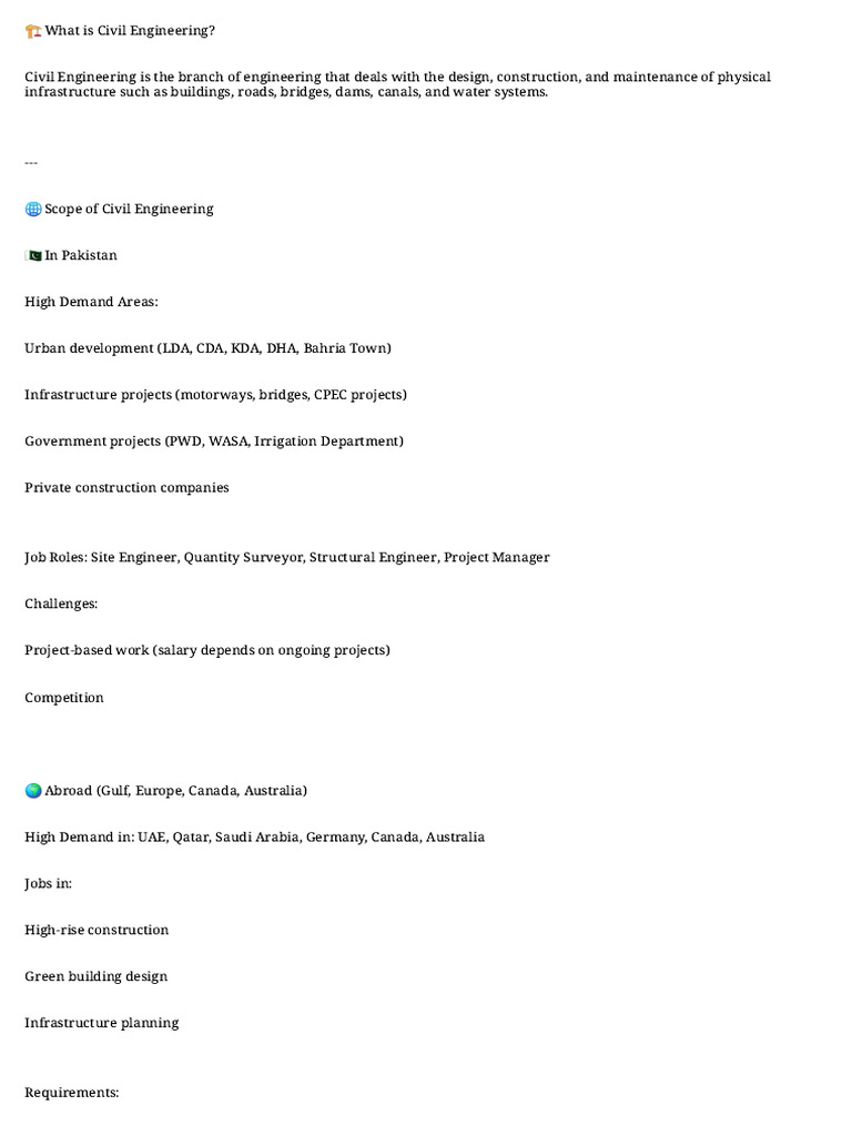 Civil Engineering Detailed | PDF | Civil Engineering | Engineering
