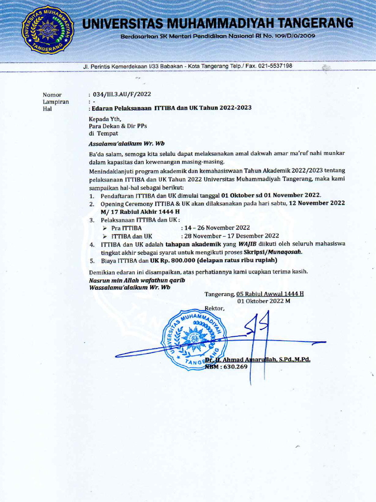 Edaran ITTIBA 2022 | PDF
