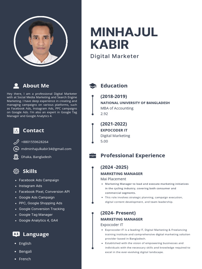 New CV of Minhajul Kabir | PDF | Digital Marketing | Business