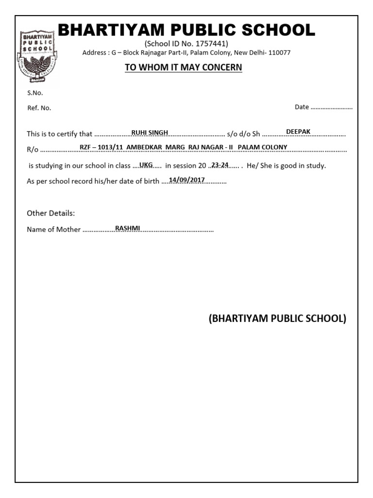 Bhartiyam Public School Certification | PDF