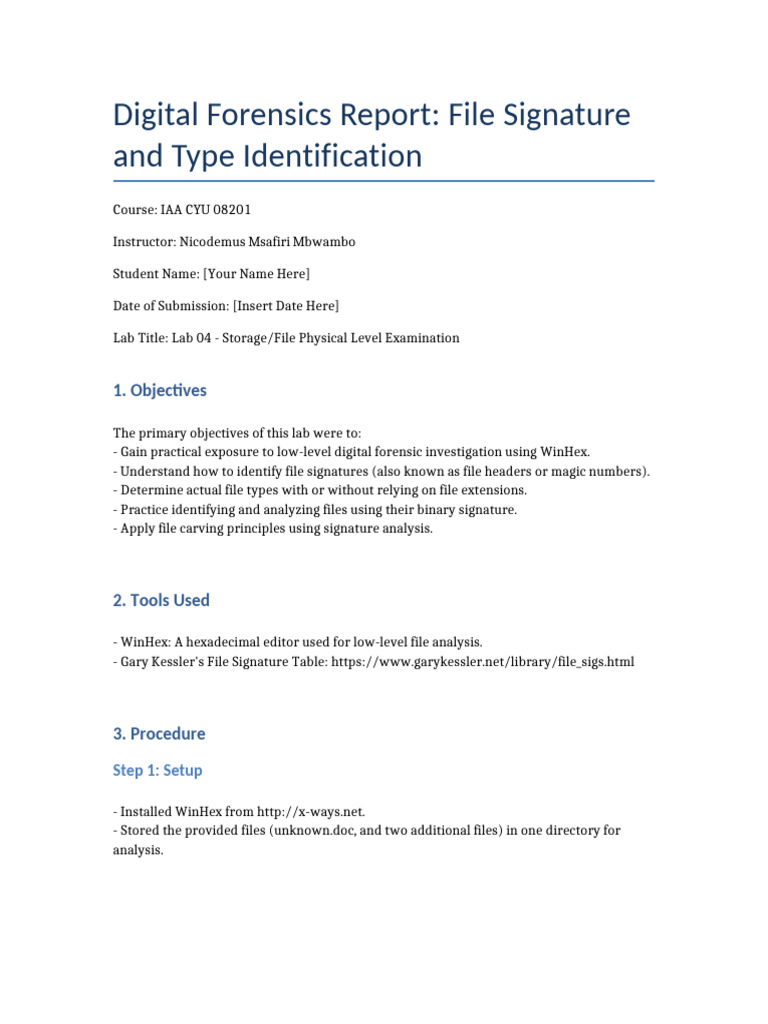 Digital Forensics Report Lab 04 | PDF | File Format | Digital Forensics