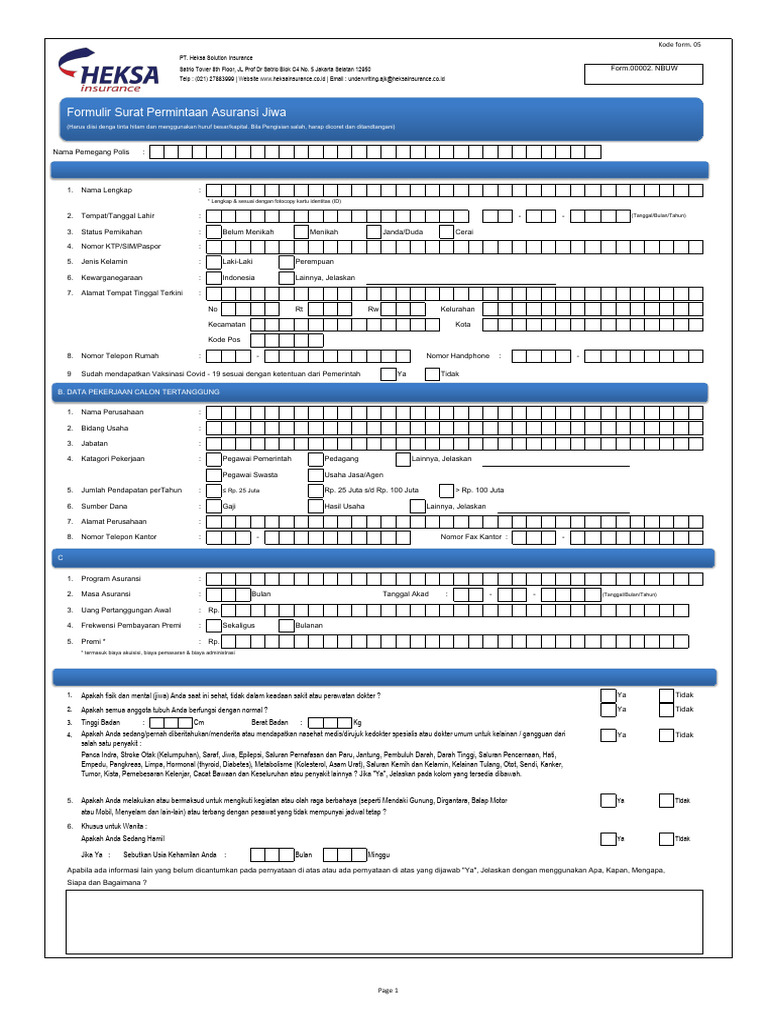 3 Spaj Askum Sio DG Kuesioner Finansial | PDF