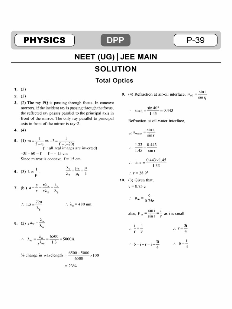 Physics DPP 39 | PDF