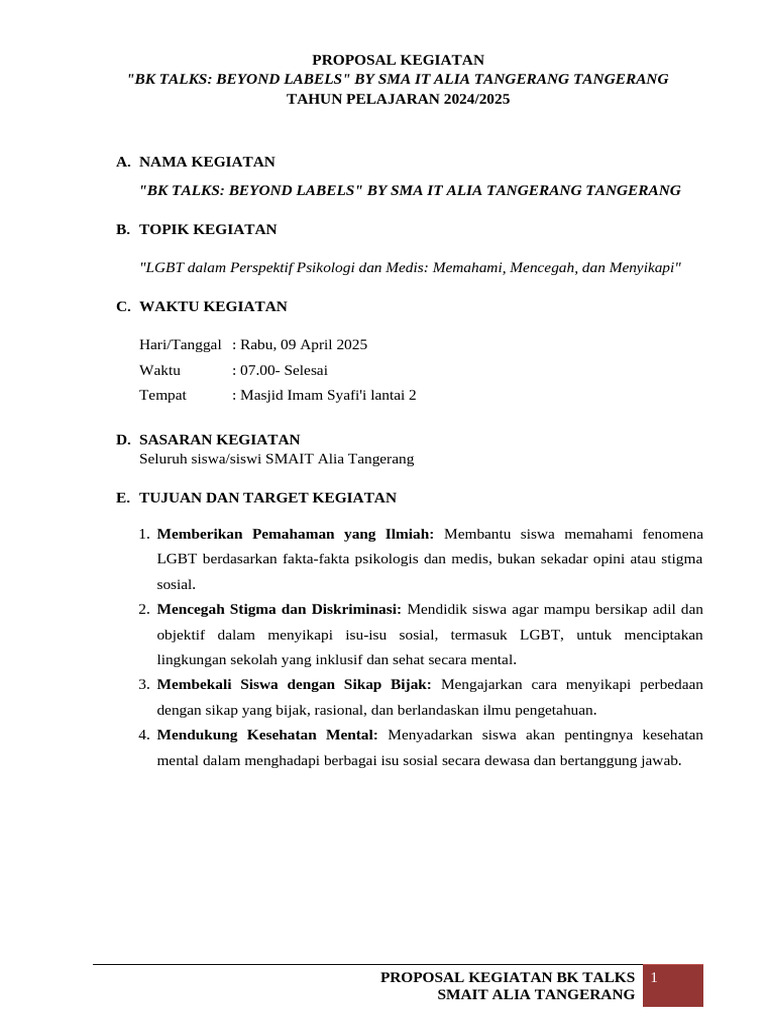 Proposal BK Talks 2025 Fix | PDF