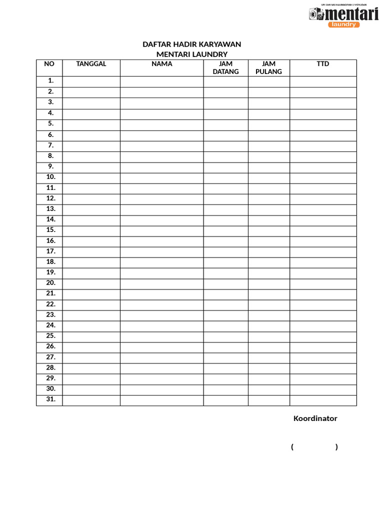 Daftar Hadir Karyawan | PDF