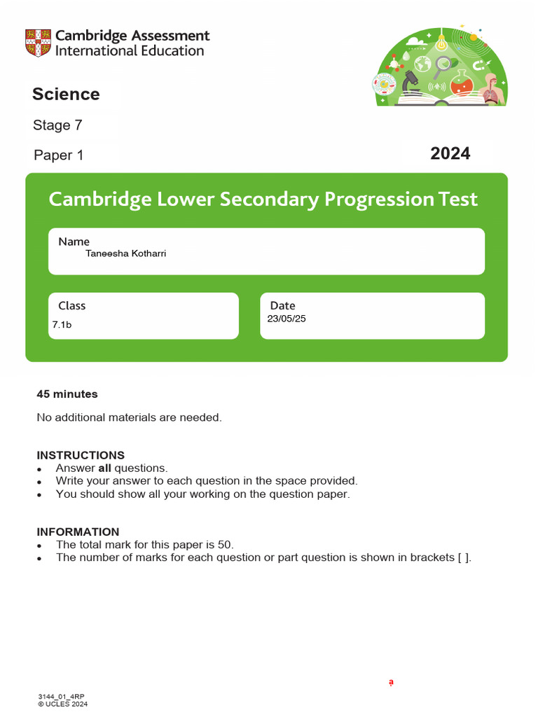 Science Stage 7 Exam Paper 2024 Pdf Plate Tectonics Water