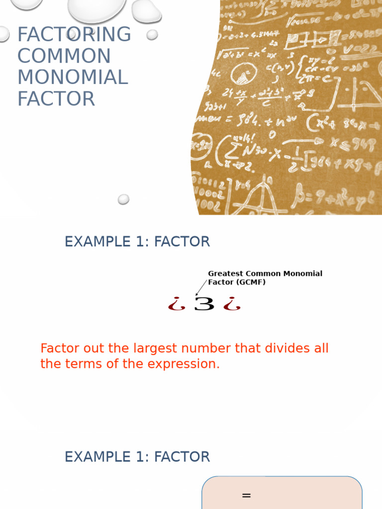 Lesson 1 - Factoring Common Monomial Factor | PDF