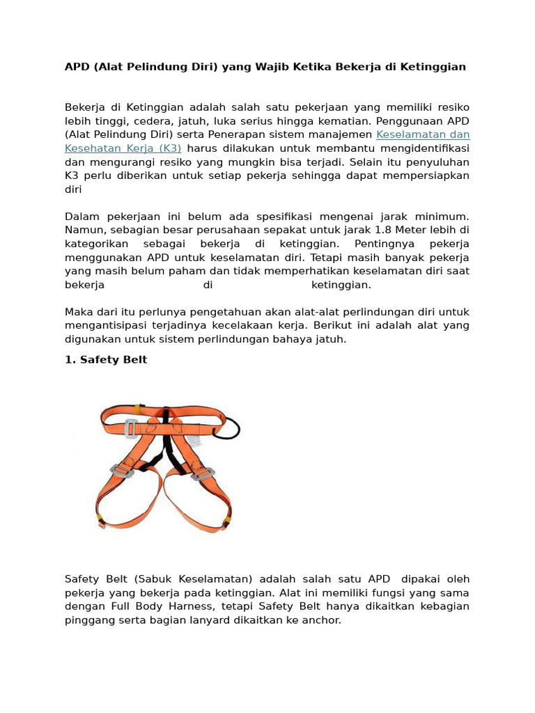 APD Wajib untuk Bekerja di Ketinggian | PDF