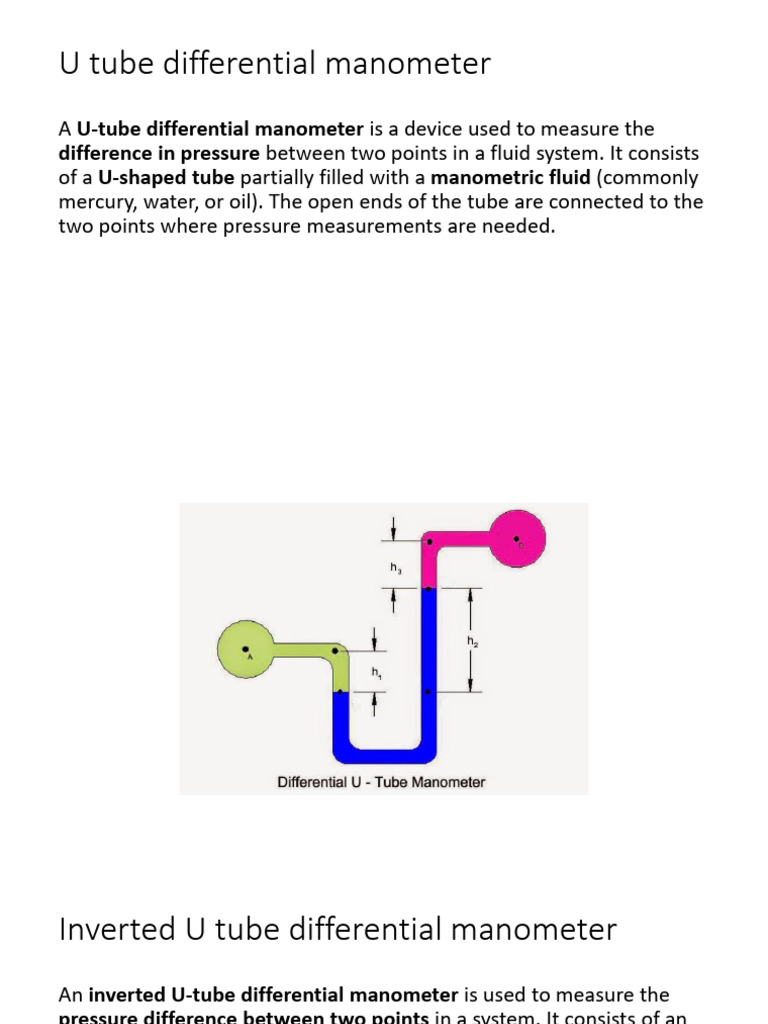 U-Tube vs Inverted U-Tube Manometers | PDF