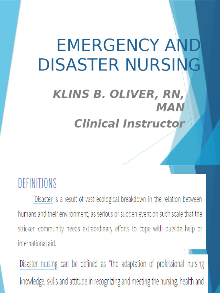 Emergency and Disaster Nursing LECTURE | PDF