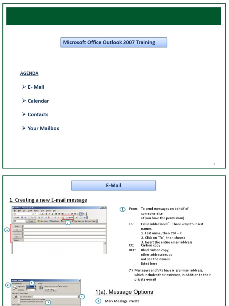 Outlook 2007 Training: Email, Calendar, Contacts | PDF | Microsoft ...