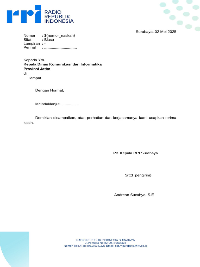 Contoh Format Surat Eksternal | PDF