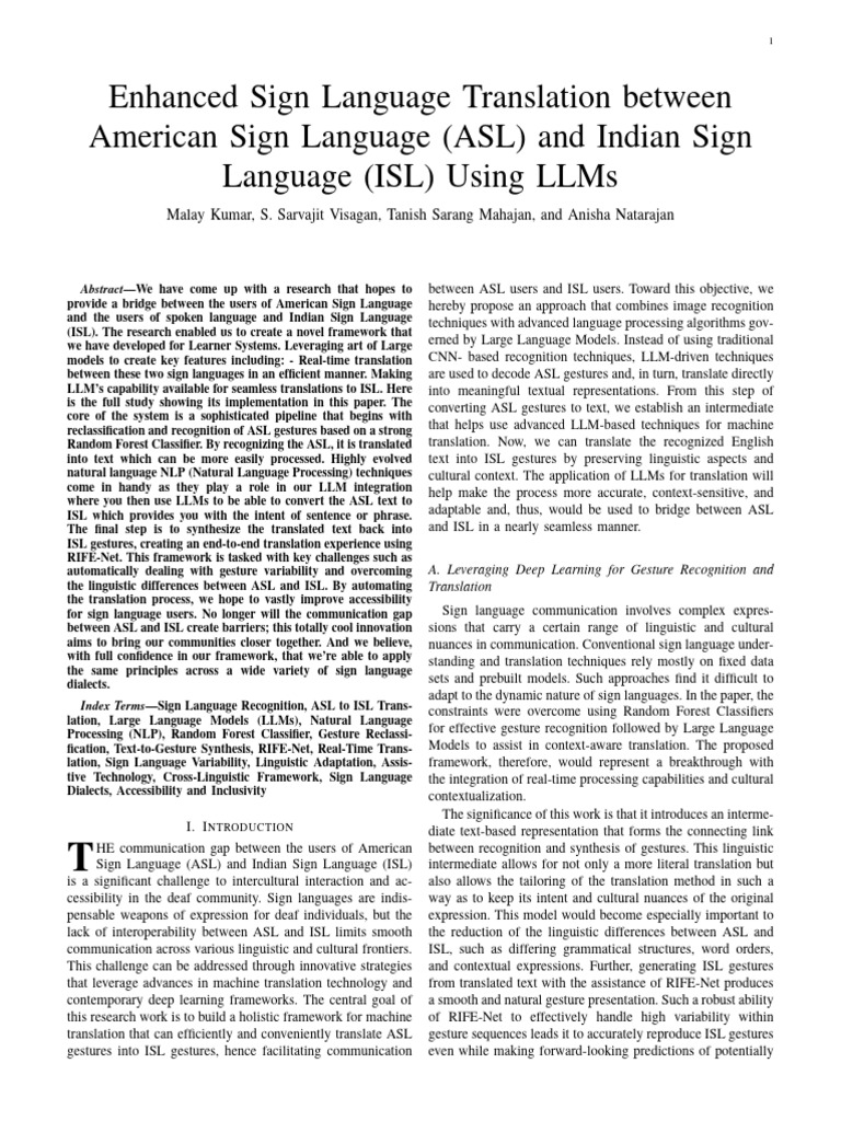 Enhanced Sign Language Translation Between America | PDF | Sign ...