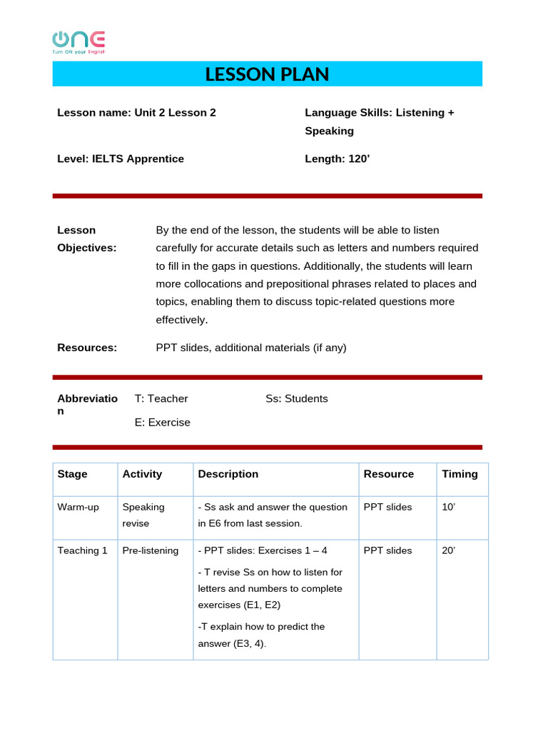 Lesson Plan - Unit 2 Session 2 | PDF | Language Families | Languages