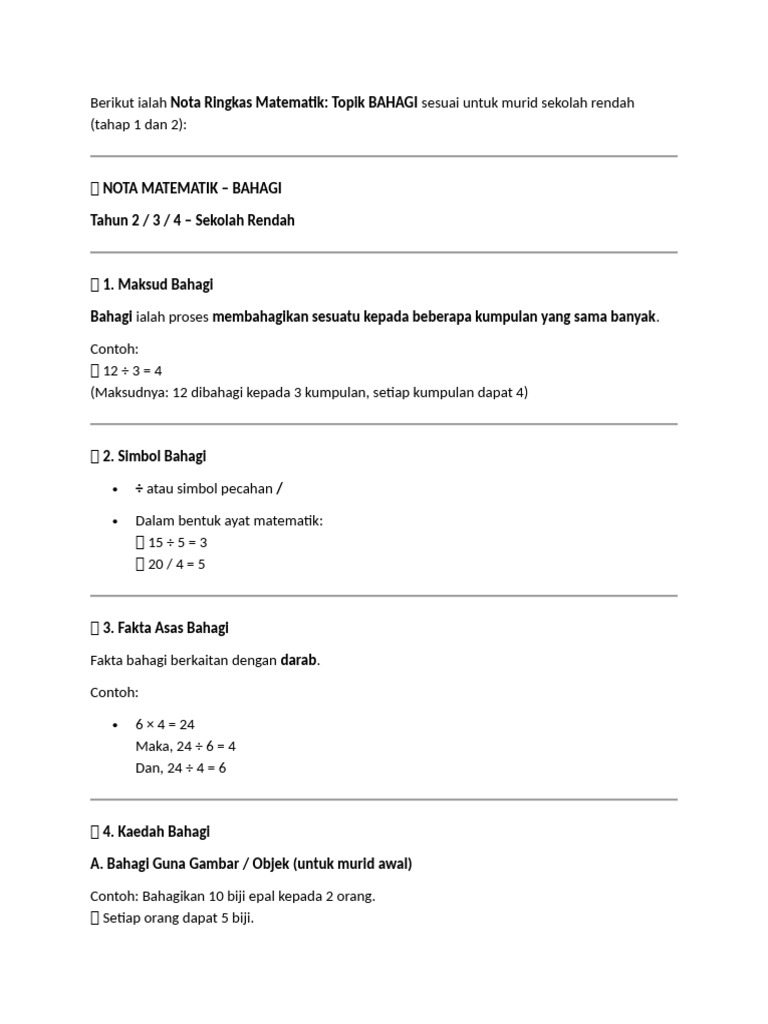 Matematik - Bahagi | PDF