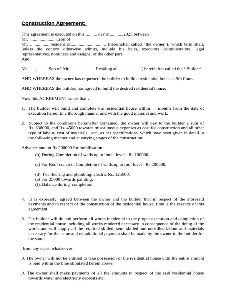 House Building Contract Agreement | PDF | Arbitration | Business Law