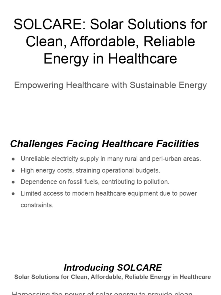 SOLCARE - Solar Solutions For Clean, Affordable, Reliable Energy in ...