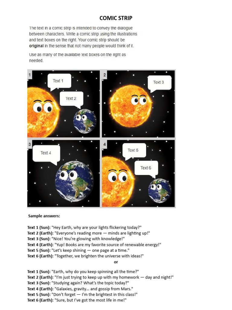Comic Strip Questions | PDF | Water | Earth