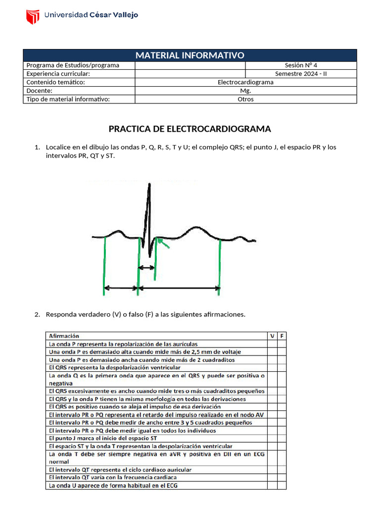 Material Inf - Practica de Electrocardiograma | PDF
