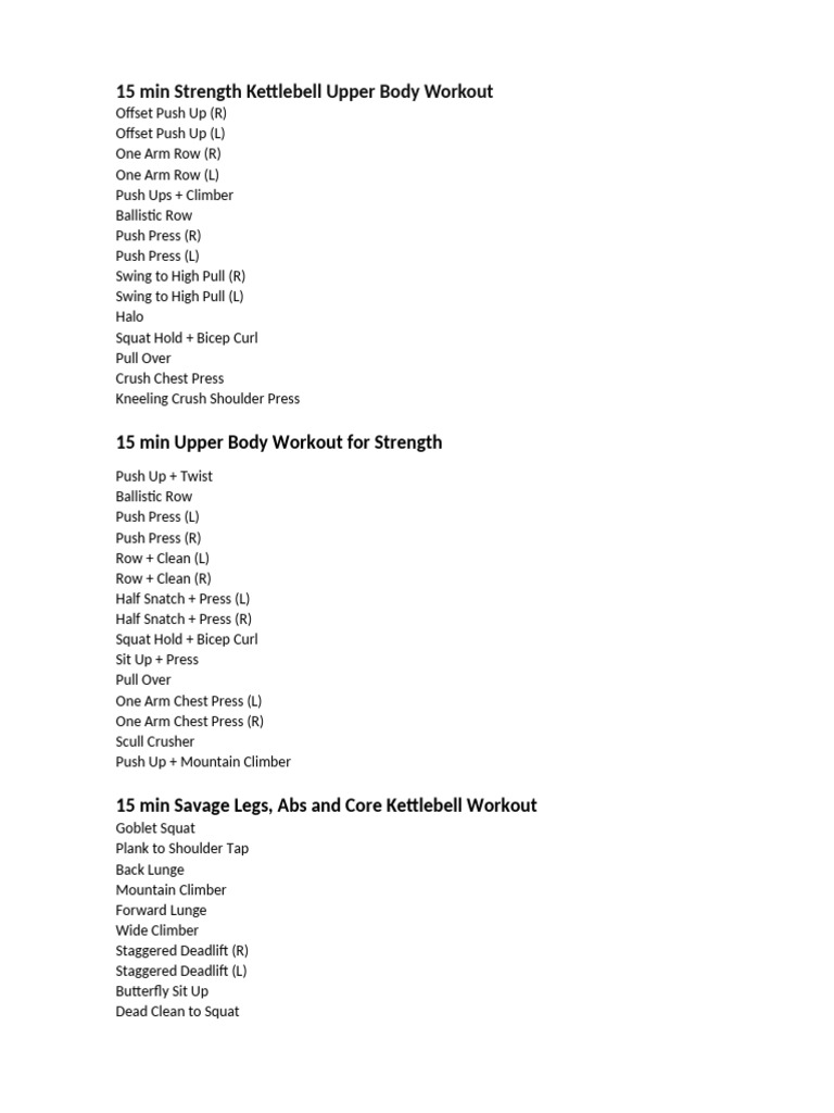15 Min Strength Kettlebell Upper Body Workout | PDF
