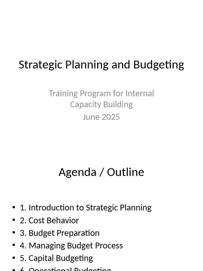 Strategic Planning and Budgeting Training | PDF | Capital Budgeting ...