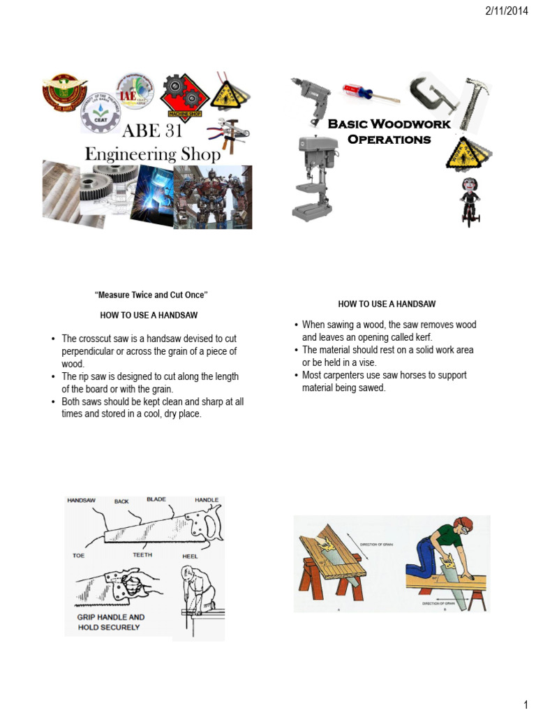 Lecture 7 Woodwork and Metalwork Operations I | PDF | Industrial Processes | Equipment