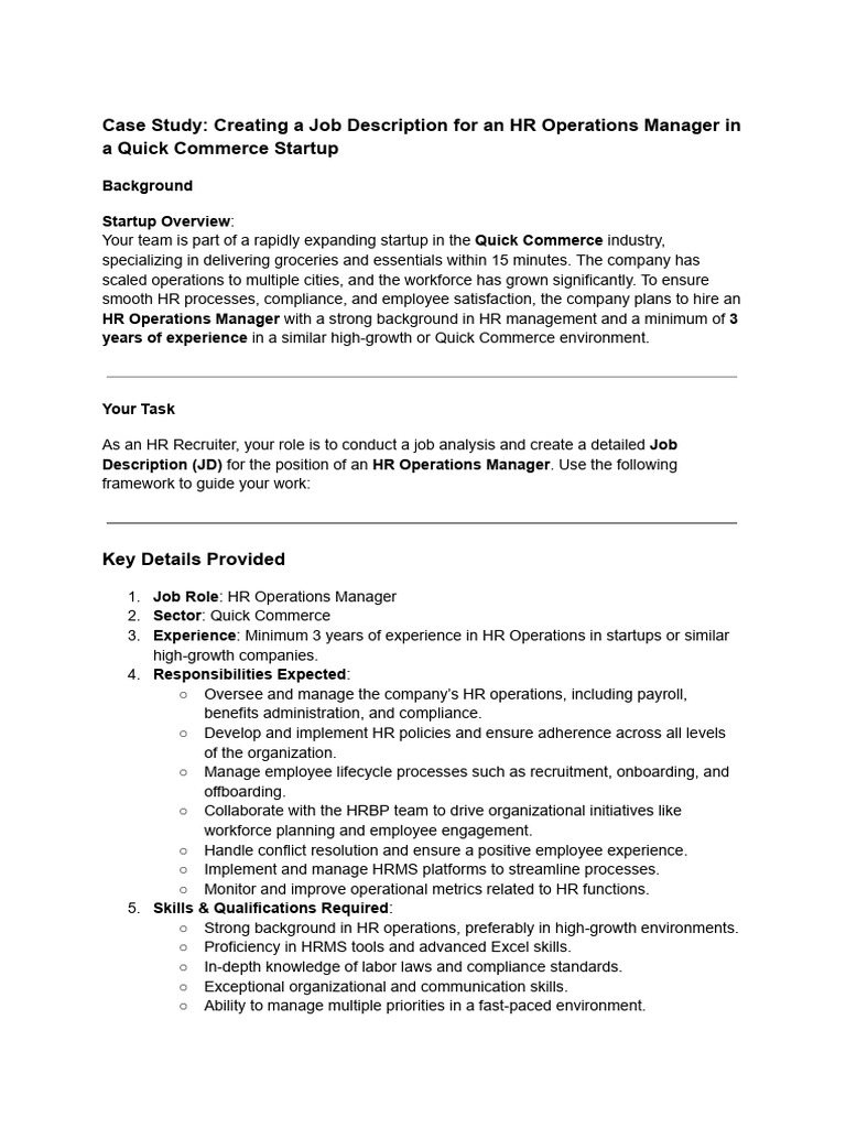 Case Study - Job Analysis | PDF | Human Resources | Employment