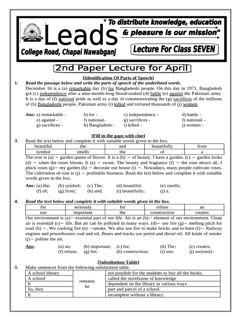 Seven Lecture April 2nd Paper | PDF