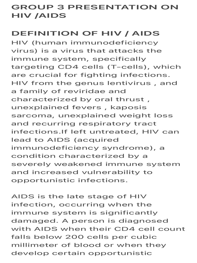 Understanding HIV/AIDS: Causes, Symptoms, and Transmission | PDF | Hiv ...