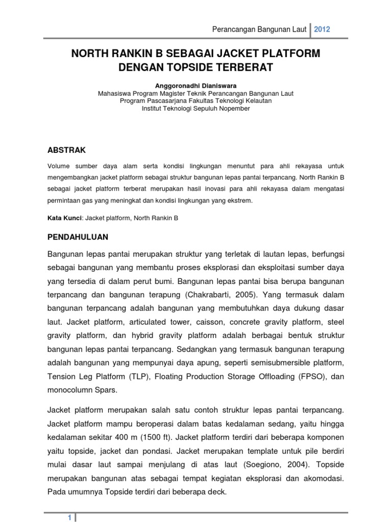 North Rankin B Sebagai Jacket Platform Dengan Topside Terberat | PDF