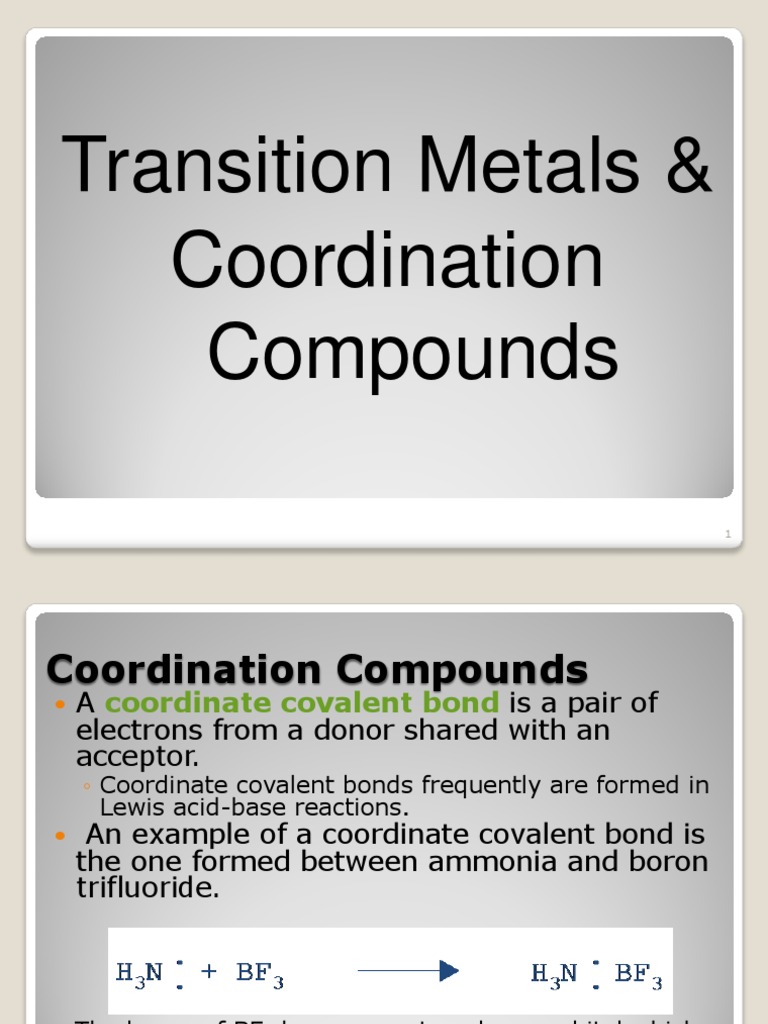 Transition Metals and Coordination Complexes | PDF | Coordination Complex | Ligand