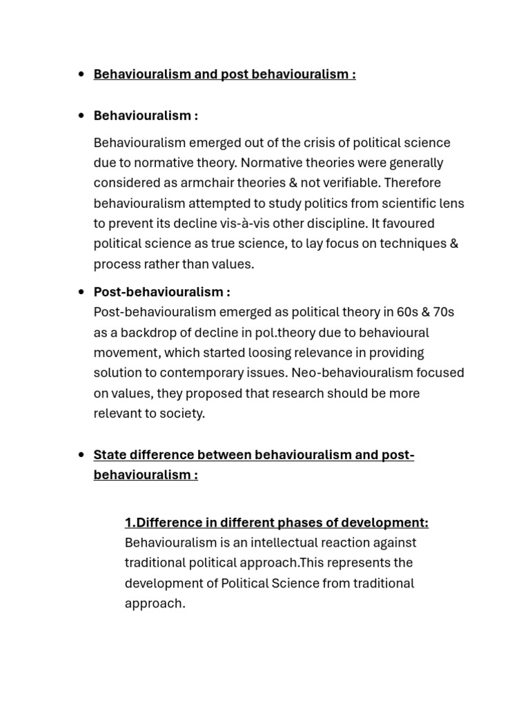 Behaviouralism and Post-Behaviouralism | PDF | Science | Theory