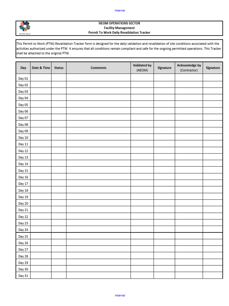 PTW Daily Revalidation Tracker | PDF