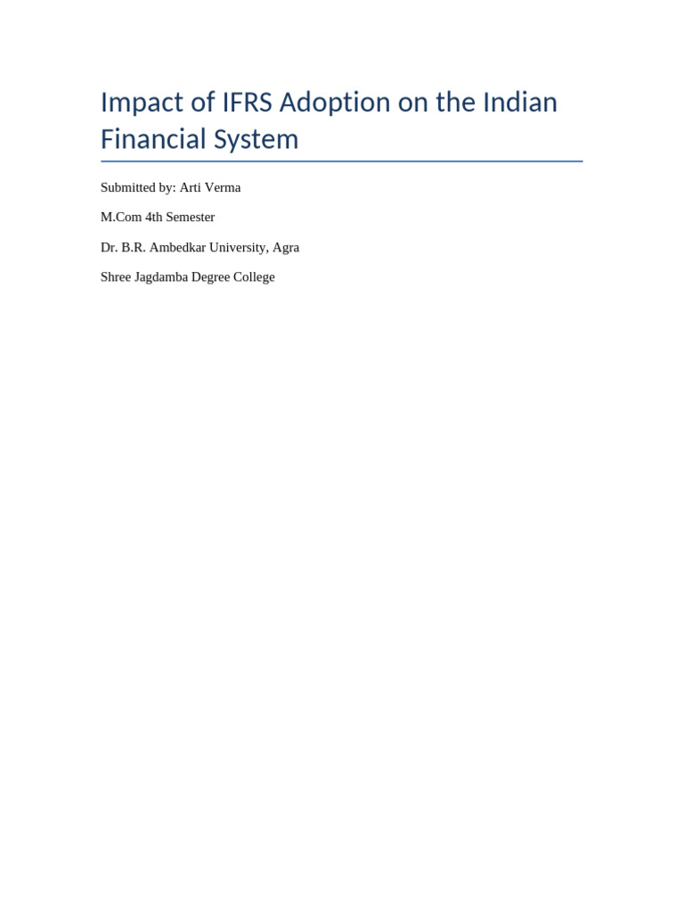 IFRS Impact On Indian Financial System Arti Verma | PDF