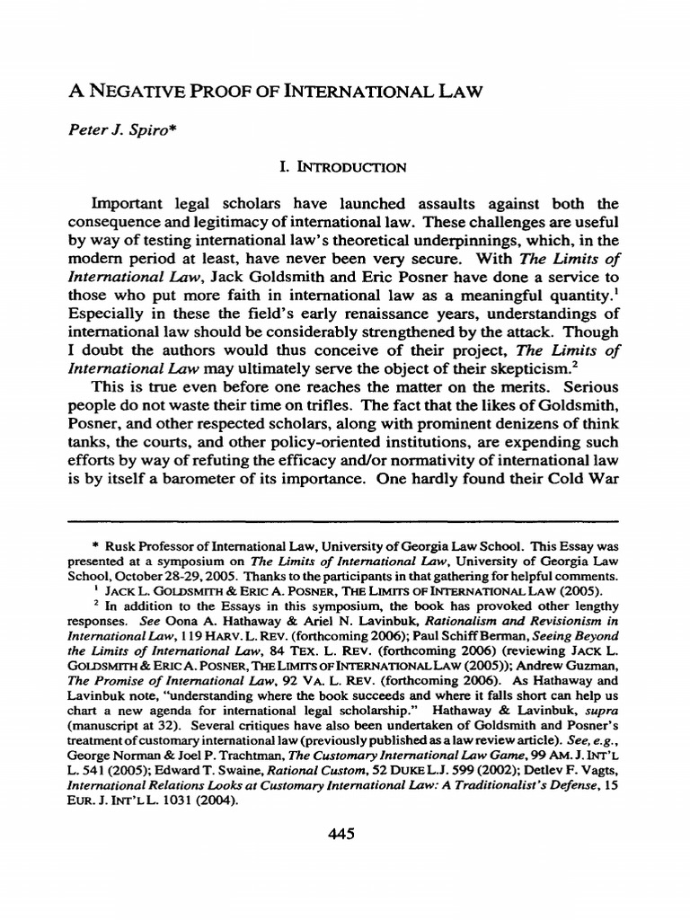 A Negative Proof of International Law | PDF | International Law | Non ...