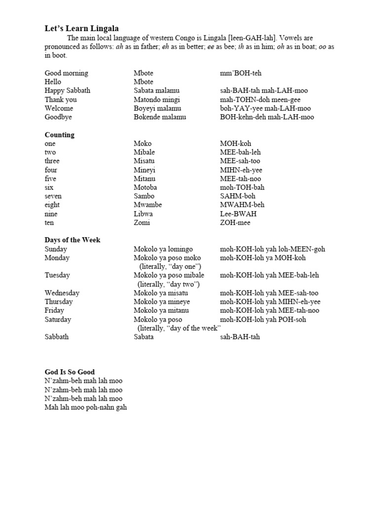 Common Lingala Phrases Guide | PDF