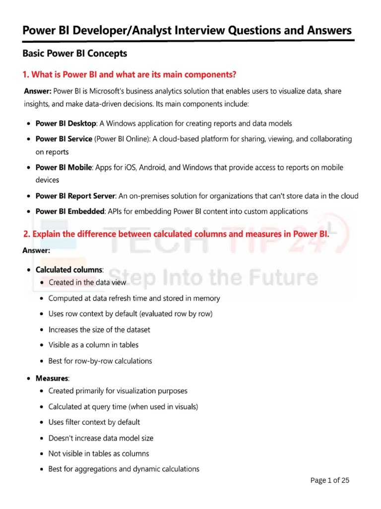 PowerBI Interview Q&A | PDF