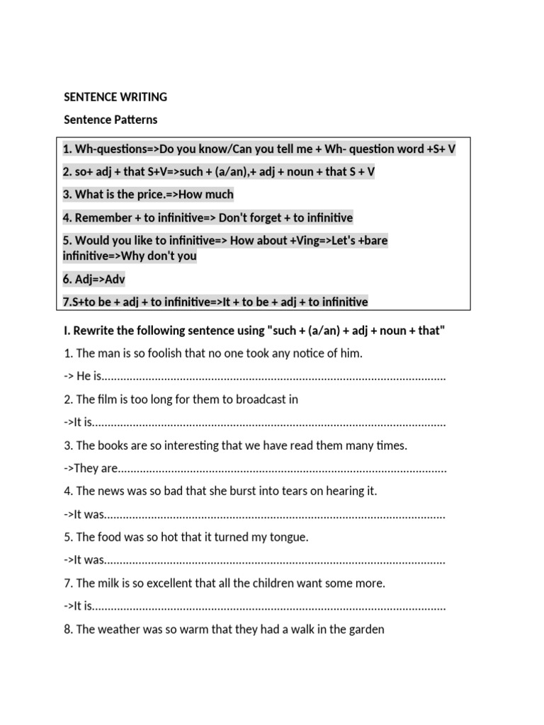 Sentence Writing WH Questions | PDF