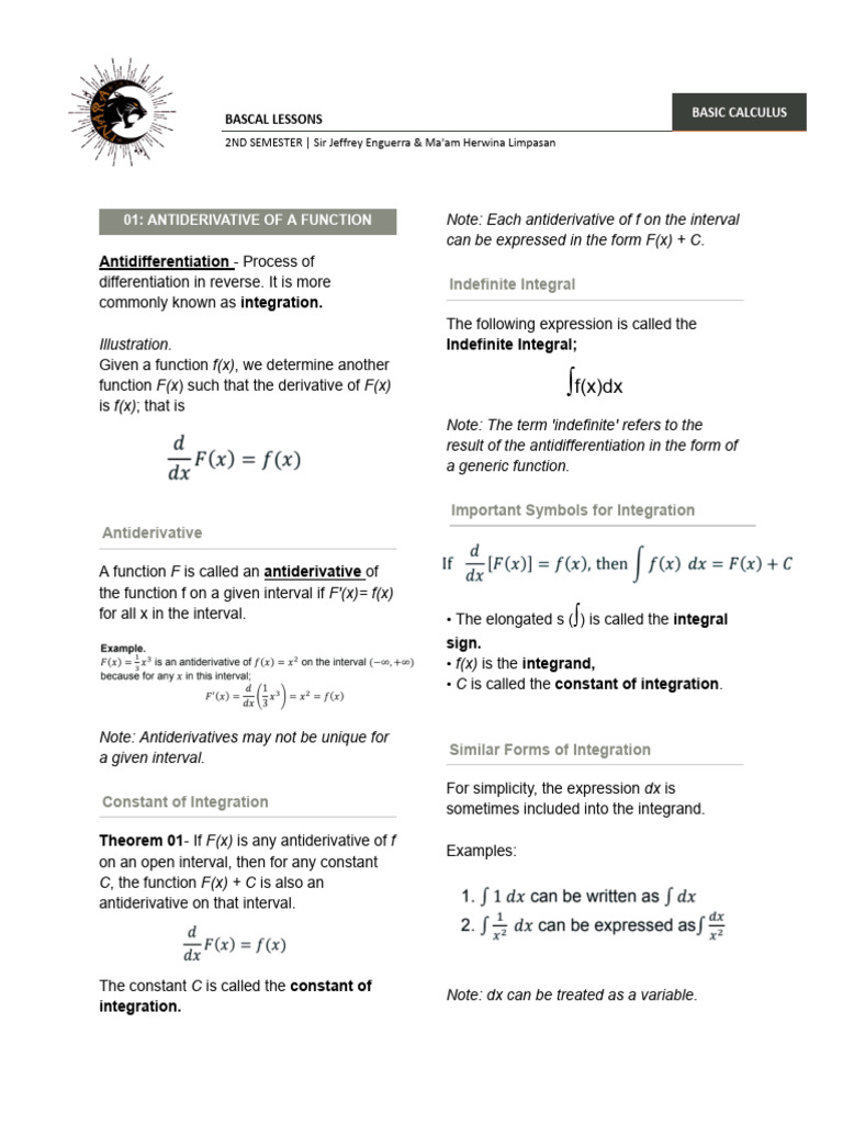 BasCal Reviewer 4th Quarter | PDF | Integral | Mathematical Relations