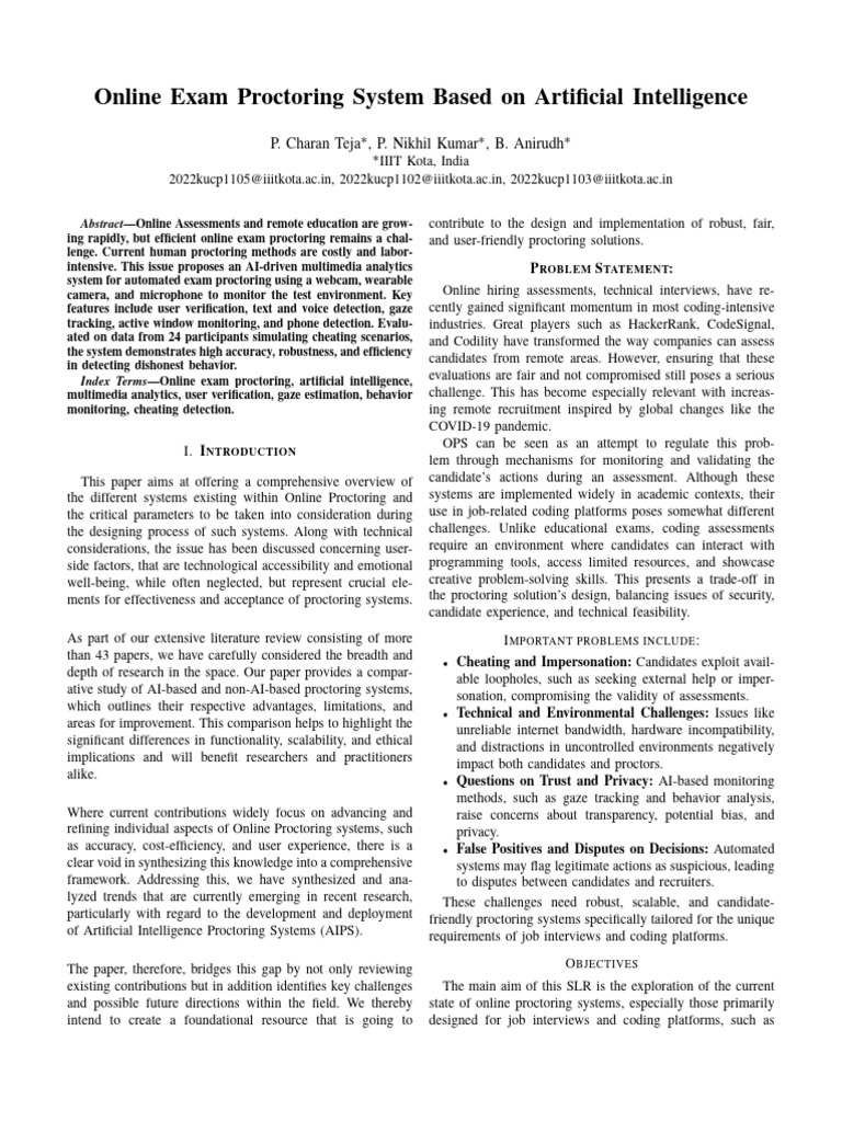 Systematic Literature Review of Online Proctoring System | PDF | Artificial Intelligence ...