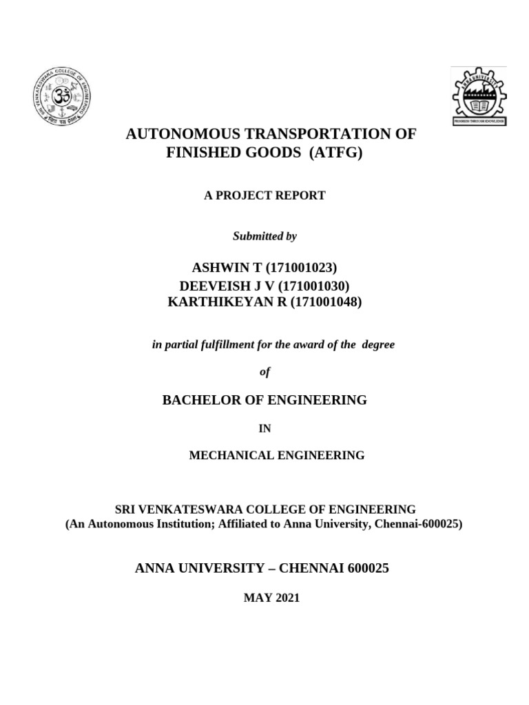 Autonomous Transportation Project Report | PDF | Automation | Infrared