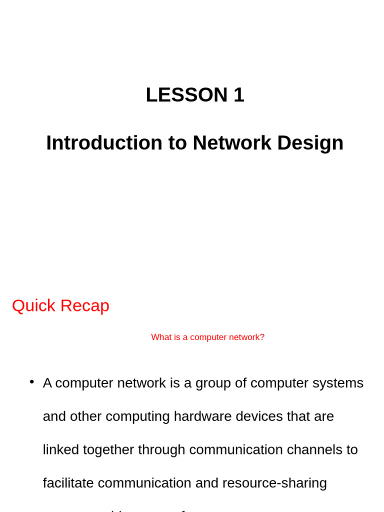 Lesson 1 - Introduction To Network Design Management | PDF | Computer Network | Local Area Network