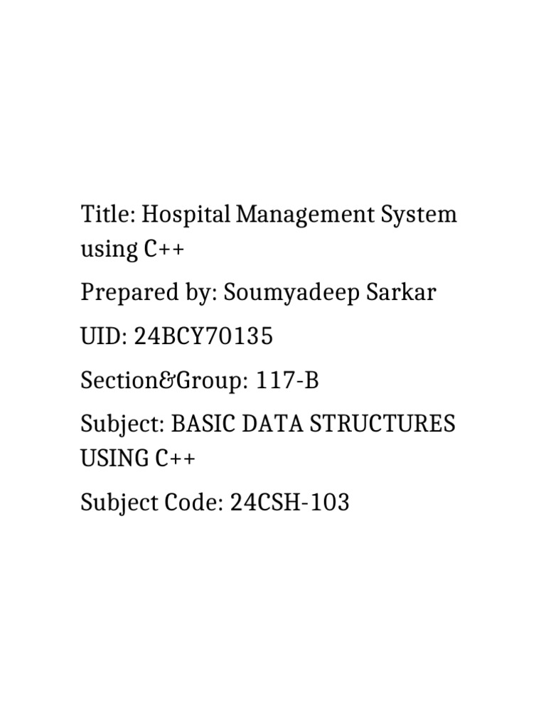 24BCY70135 Hospital Management Case Study | PDF | C++ | Computer Program