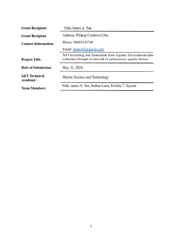 3D Forecasting & Simulation - Project Proposal, Tan, Sayson, Luna | PDF | Unmanned Aerial ...