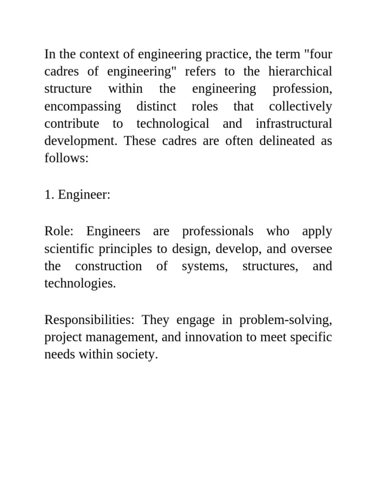 Four Cadres of Engineering Explained | PDF