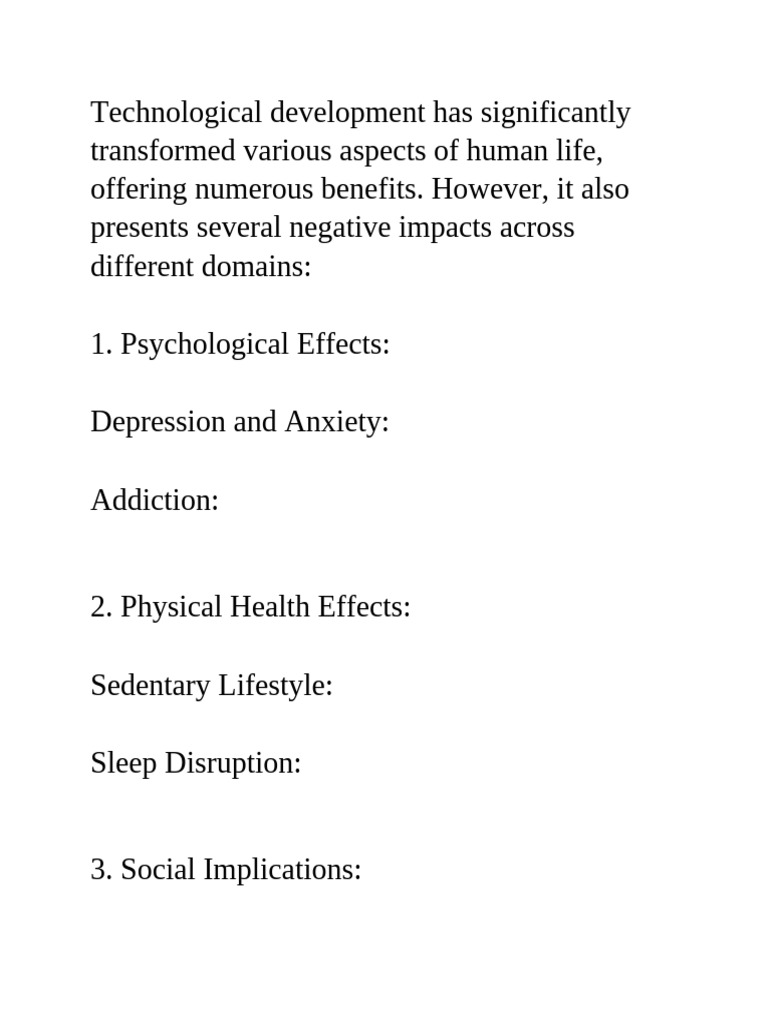 Negative Impacts of Technological Dev. | PDF