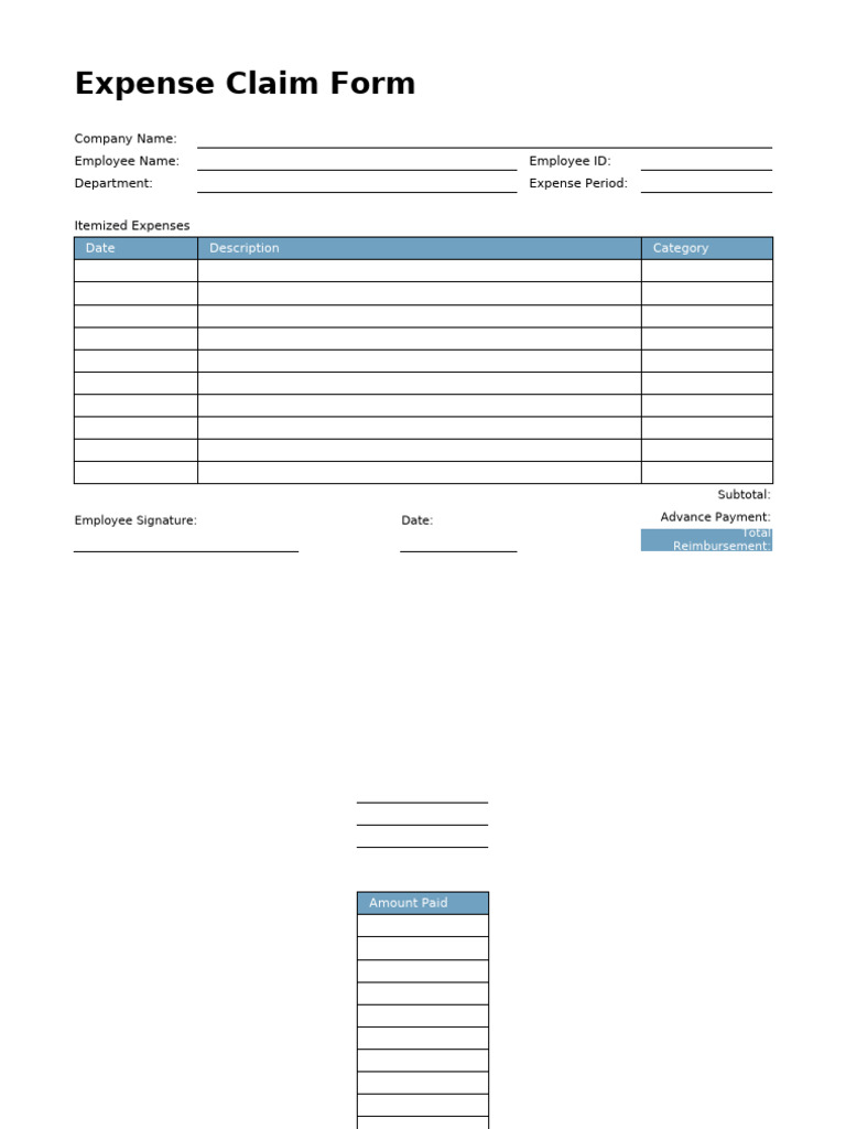 Basic Expense Claim Form | PDF