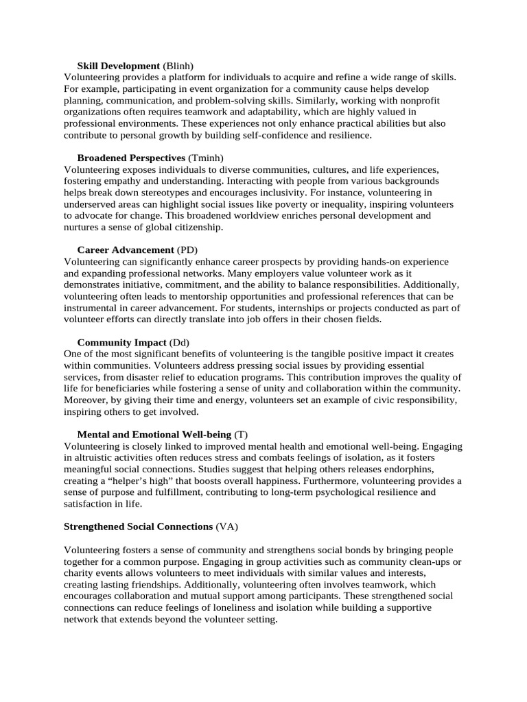 Benefit | PDF | Volunteering | Psychological Resilience