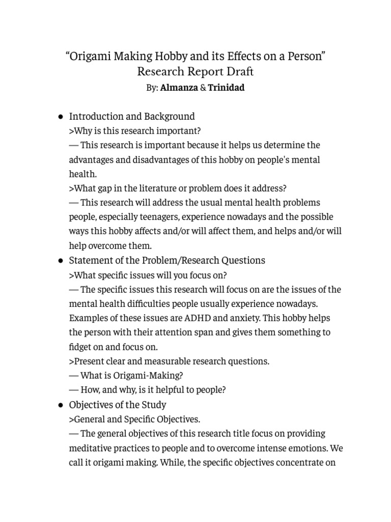 Research 10 Research Report Draft by Almanza Trinidad | PDF | Psychology | Cognition