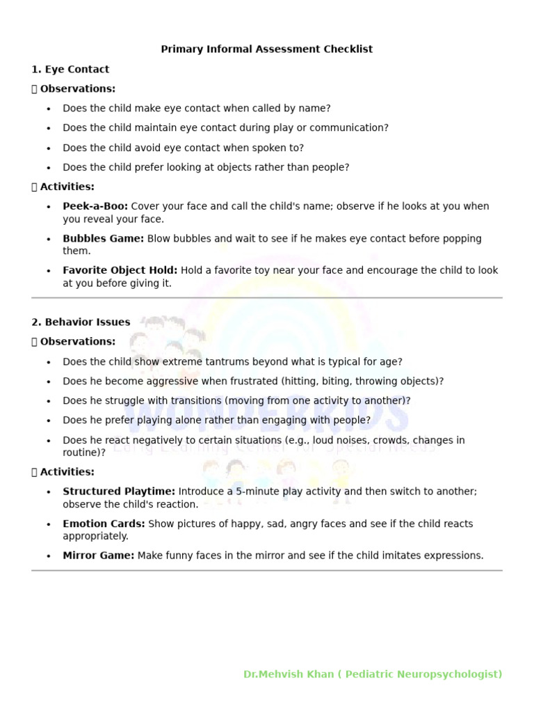 Toddler Behavior Assessment Guide | PDF | Toys | Attention